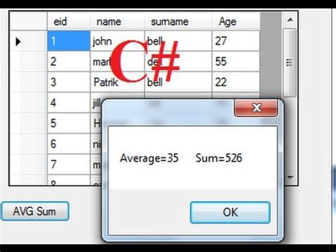 C Tutorial 71 How To Display Sum And Average Of Row In DataGridview
