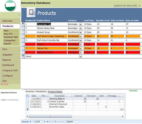 Microsoft Access Inventory Management Template OpenGate Software Inc