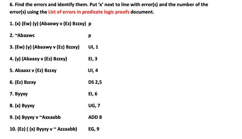 solved 6 find the errors and identify them put x next to