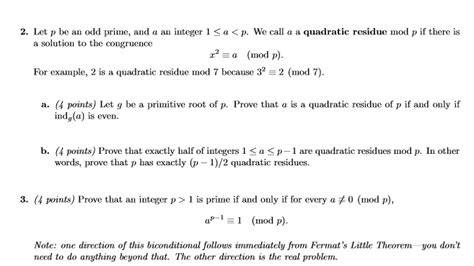 solved 2 let p be an odd prime and a an integer 1 sa 1 is
