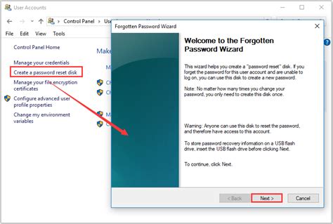 Create Password Reset Disk