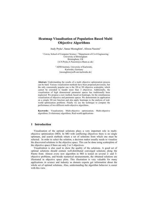 pdf heatmap visualization of population based multi objective algorithms