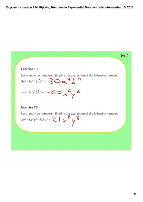 exponents lesson 2 multiplying numbers in exponential notation