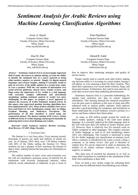 pdf sentiment analysis for arabic reviews using machine learning classification algorithms