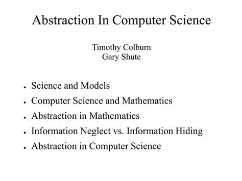 ppt abstraction in computer science timothy colburn gary shute powerpoint presentation id