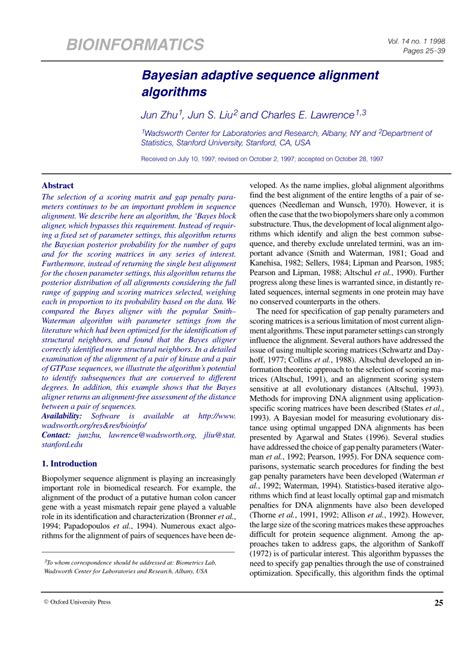 pdf bayesian adaptive sequence alignment algorithms