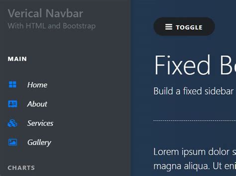 Fixed Bootstrap 4 Vertical Sidebar Navigation Free JQuery Plugins
