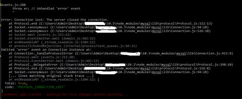 Mysql Node Js Error Connection Lost The Server Closed The