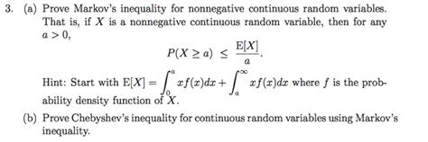 solved 3 a prove markov s inequality for nonnegative