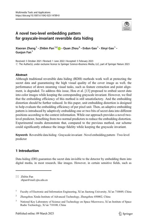 pdf a novel two level embedding pattern for grayscale invariant reversible data hiding