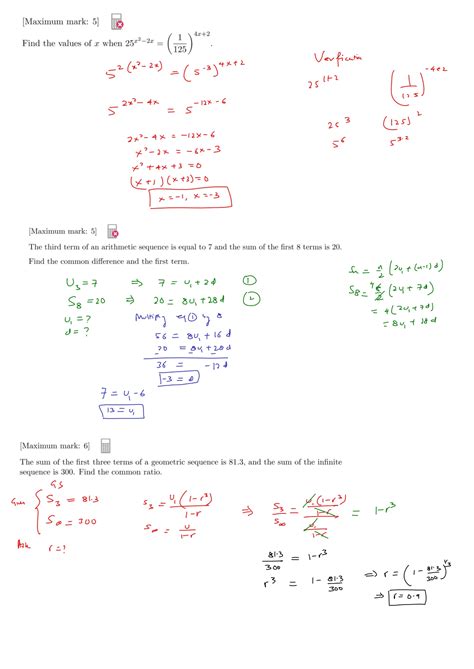 ib sl questions on sequence series binomial theorem practice sumant s 1 page of math