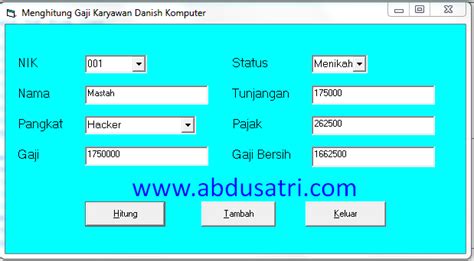 Belajar Untuk Tau Program Menghitung Gaji Karyawan Dengan VB 6 0
