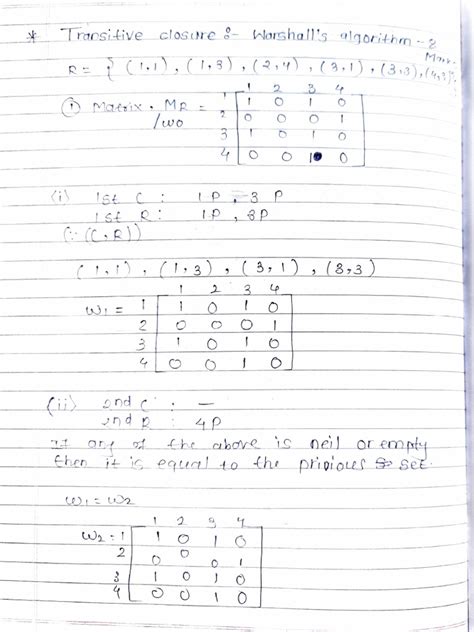 transitive closure warshalls algorithm pdf