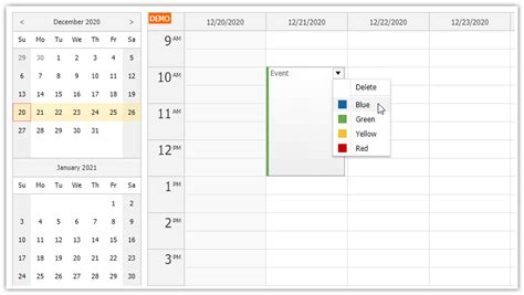 asp core monthly calendar 7 javascript html5 open source daypilot code
