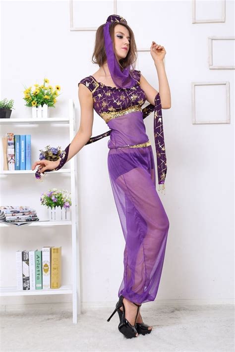 Arabian Genie Aladdin Fancy Dress Up Costume Outfit Purple Egyptian And Arabian Costume