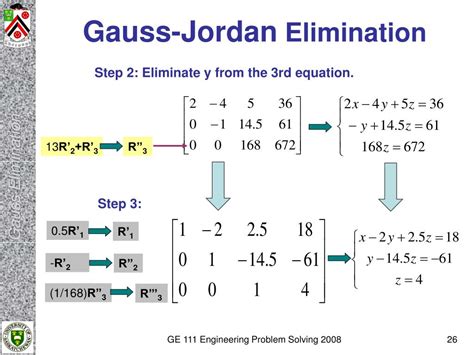 ppt gauss elimination and gauss jordan elimination powerpoint presentation id 97534
