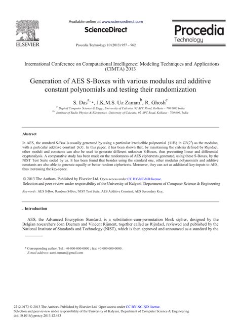 pdf generation of aes s boxes with various modulus and additive constant polynomials and