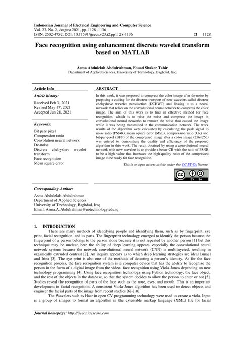 pdf face recognition using enhancement discrete wavelet transform based on matlab