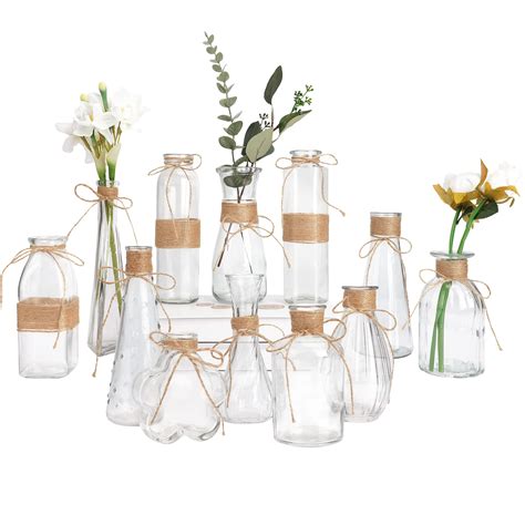 Buy Cucumi Small Bud Vases For Flowers Set Of 12 Mini Clear Glass Vases Bulk For Rustic Wedding