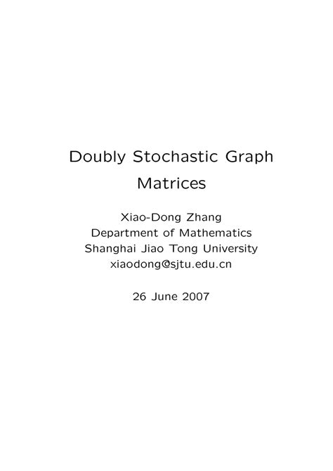 pdf doubly stochastic graph matrices