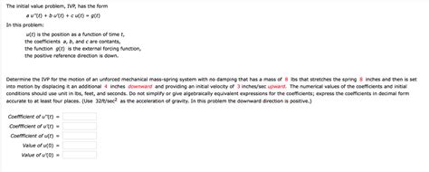 solved the initial value problem ivp has the form a u t
