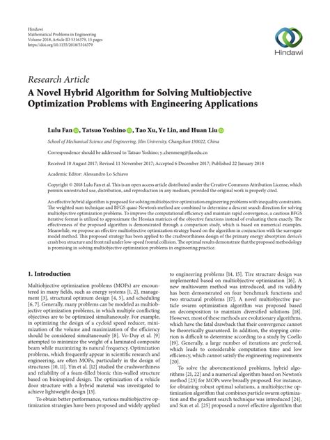 pdf a novel hybrid algorithm for solving multiobjective optimization problems with engineering