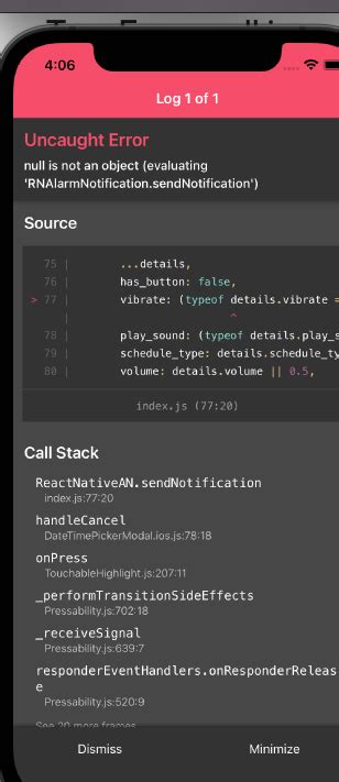 typeerror null is not an object evaluating ndnotification · issue