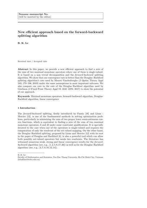 pdf new efficient approach based on the forward backward splitting algorithm