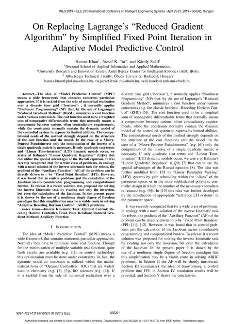 pdf on replacing lagrange s reduced gradient algorithm by simplified fixed point iteration