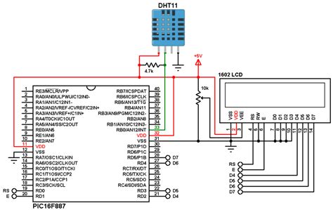 interfacing pic16f877a with dht11 rht01 sensor proteus simulation images