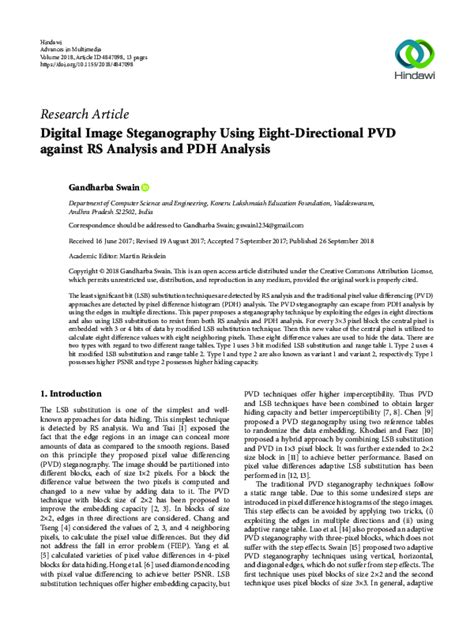 pdf digital image steganography using eight directional pvd against rs analysis and pdh