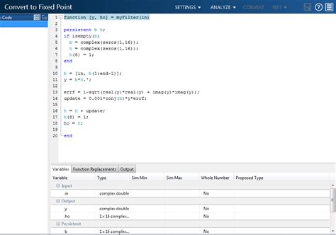 visualize differences between floating point and fixed point results matlab and simulink