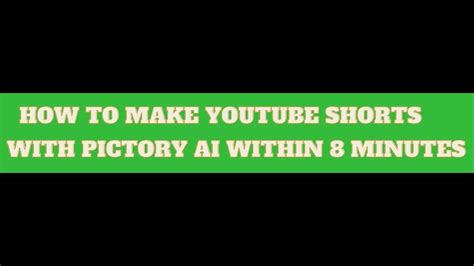 PICTORY Tutorial How To Make YouTube Shorts With Pictory AI Within 8