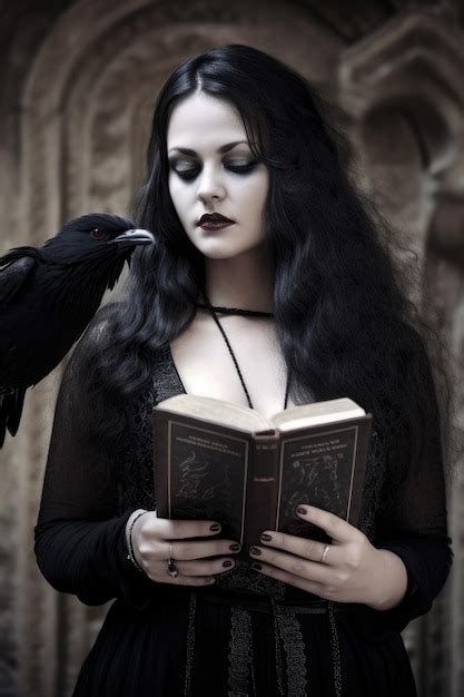 Premium Ai Image Gothic Portrait Of A Woman With Flowing Raven Hair Wearing A Striking Choker