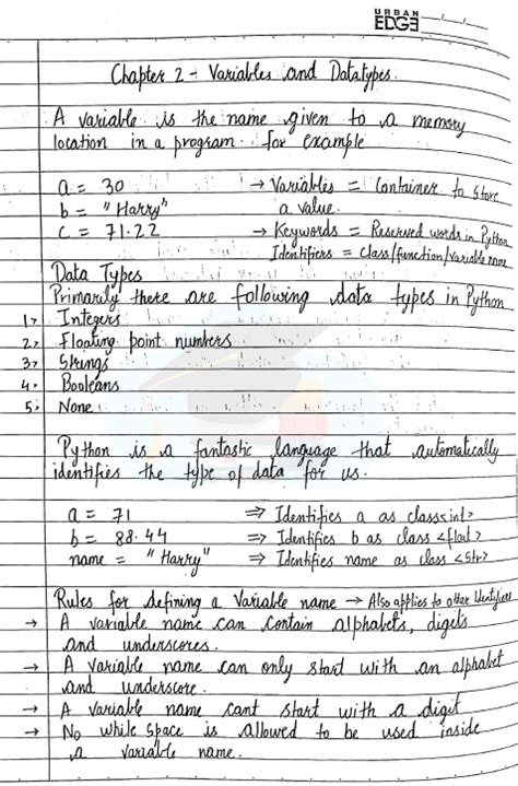 python handwritten notes topperworld