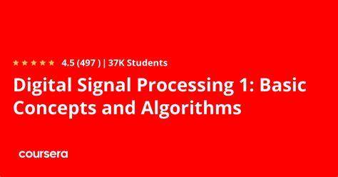 digital signal processing 1 basic concepts and algorithms coursya