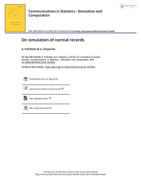 pdf communications in statistics simulation and computation on simulation of normal records