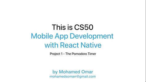 the pomodoro timer project 1 cs50 s mobile app development with react native 2019 youtube