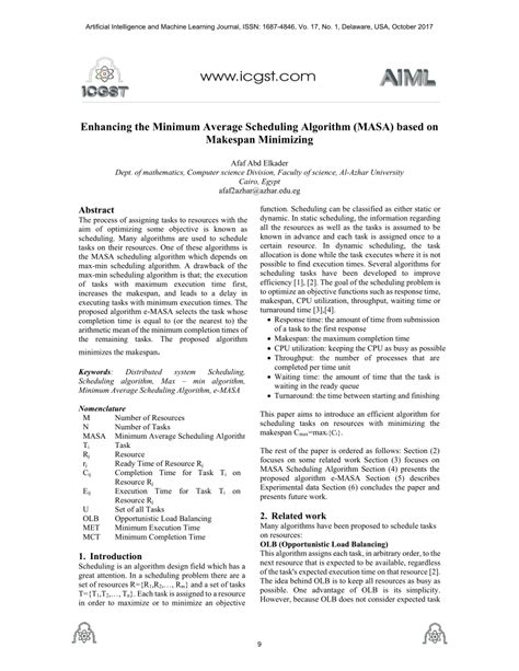 pdf enhancing the minimum average scheduling algorithm masa based on makespan minimizing