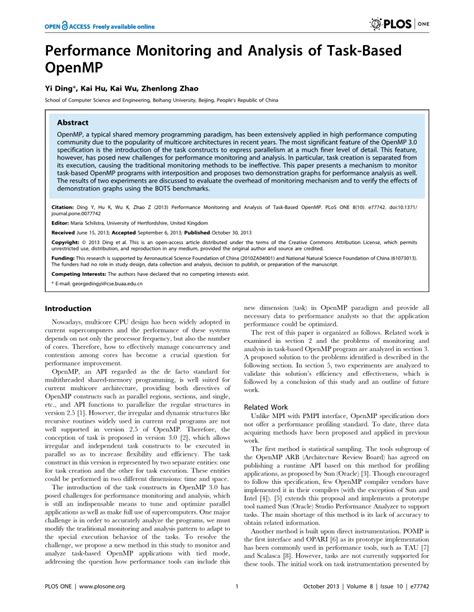 pdf performance monitoring and analysis of task based openmp