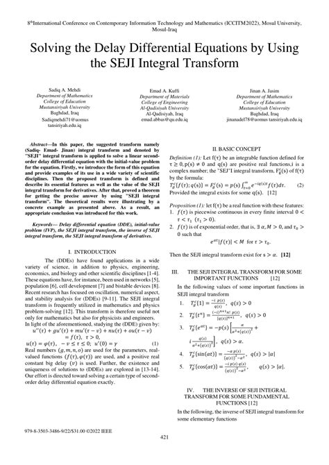 pdf solving the delay differential equations by using the seji integral transform