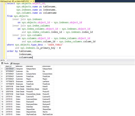 Viewing Table Based Index Information In Sql Server Mssql Query