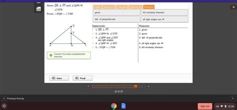proving triangle similarity given qr pt and qpr str prove pqr tsr