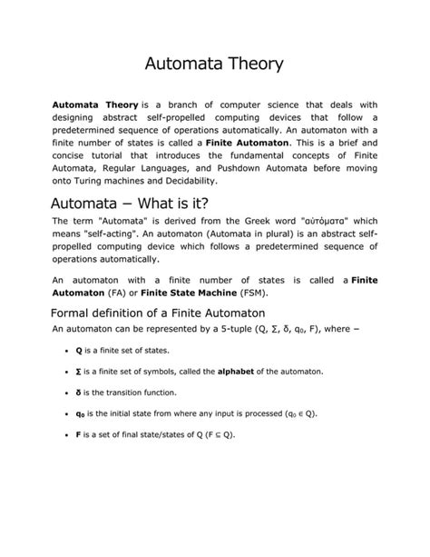 automata theory pdf