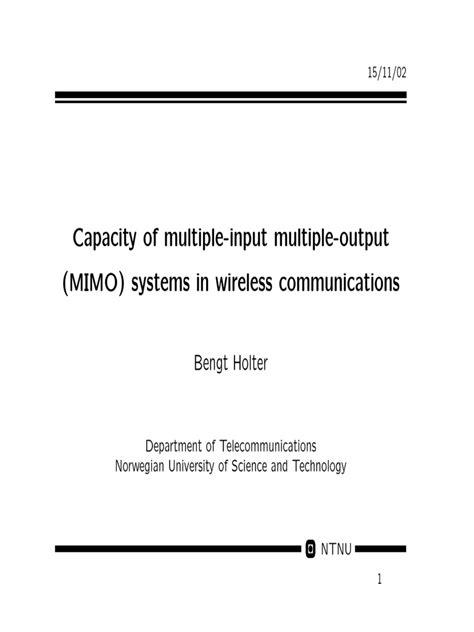 capacity of multiple input multiple output mimo systems in wireless communications pdf