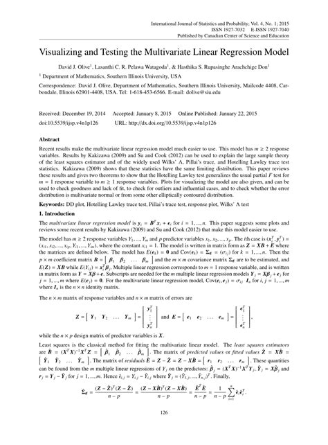 pdf visualizing and testing the multivariate linear regression model