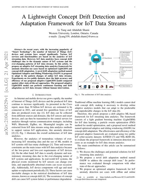 pdf a lightweight concept drift detection and adaptation framework for iot data streams