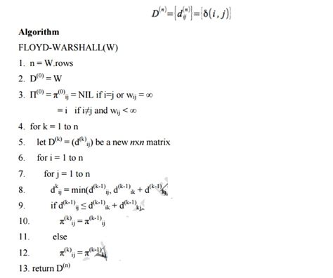 floyd warshall algorithm