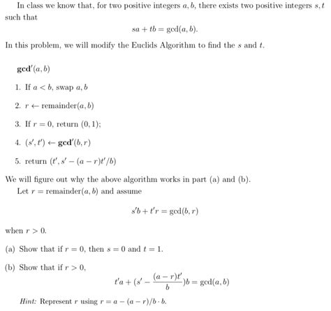solved in class we know that for two positive integers a