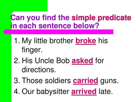 Complete Subject And Predicate Examples